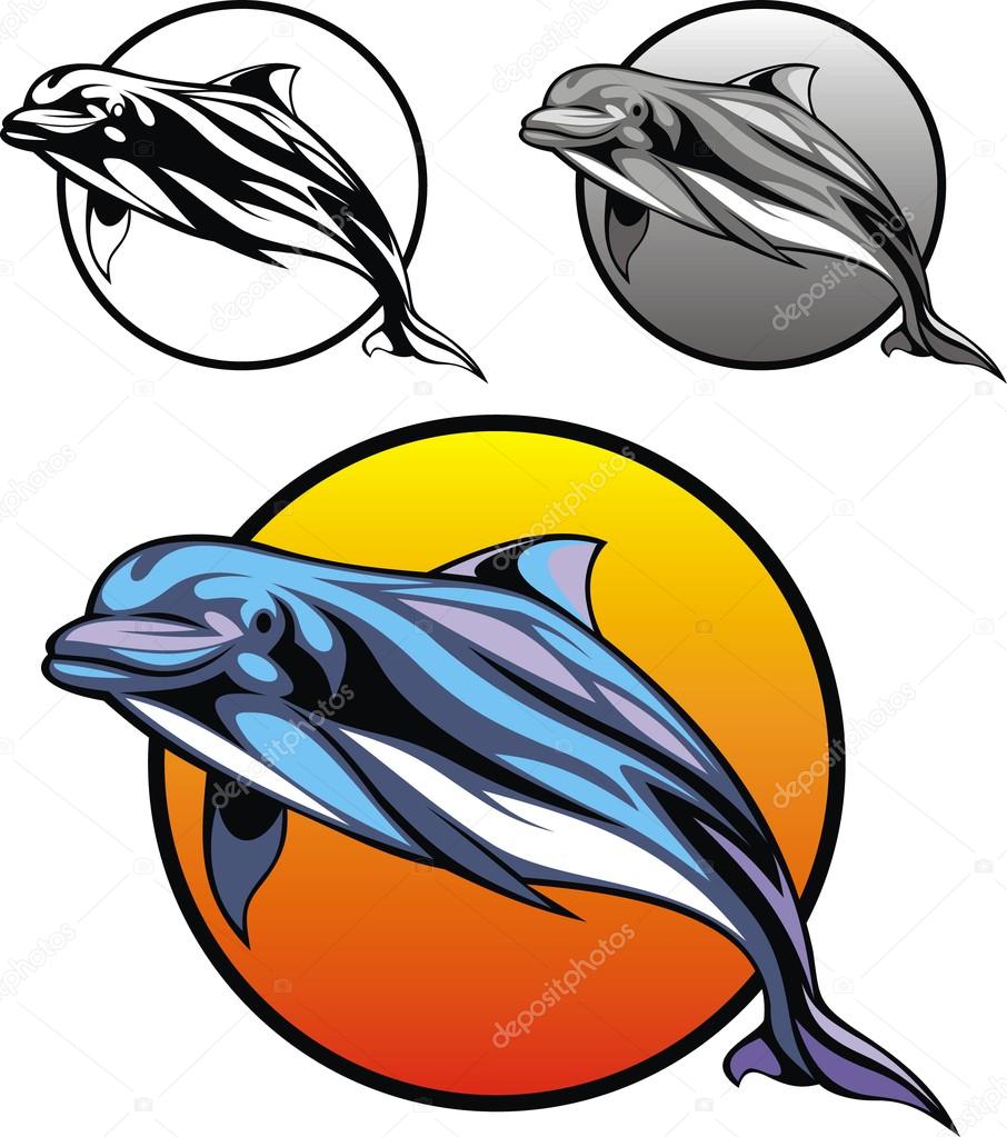 Nice doplhin and sun Stock Vector Image by ©pepeemilio2 #36620241