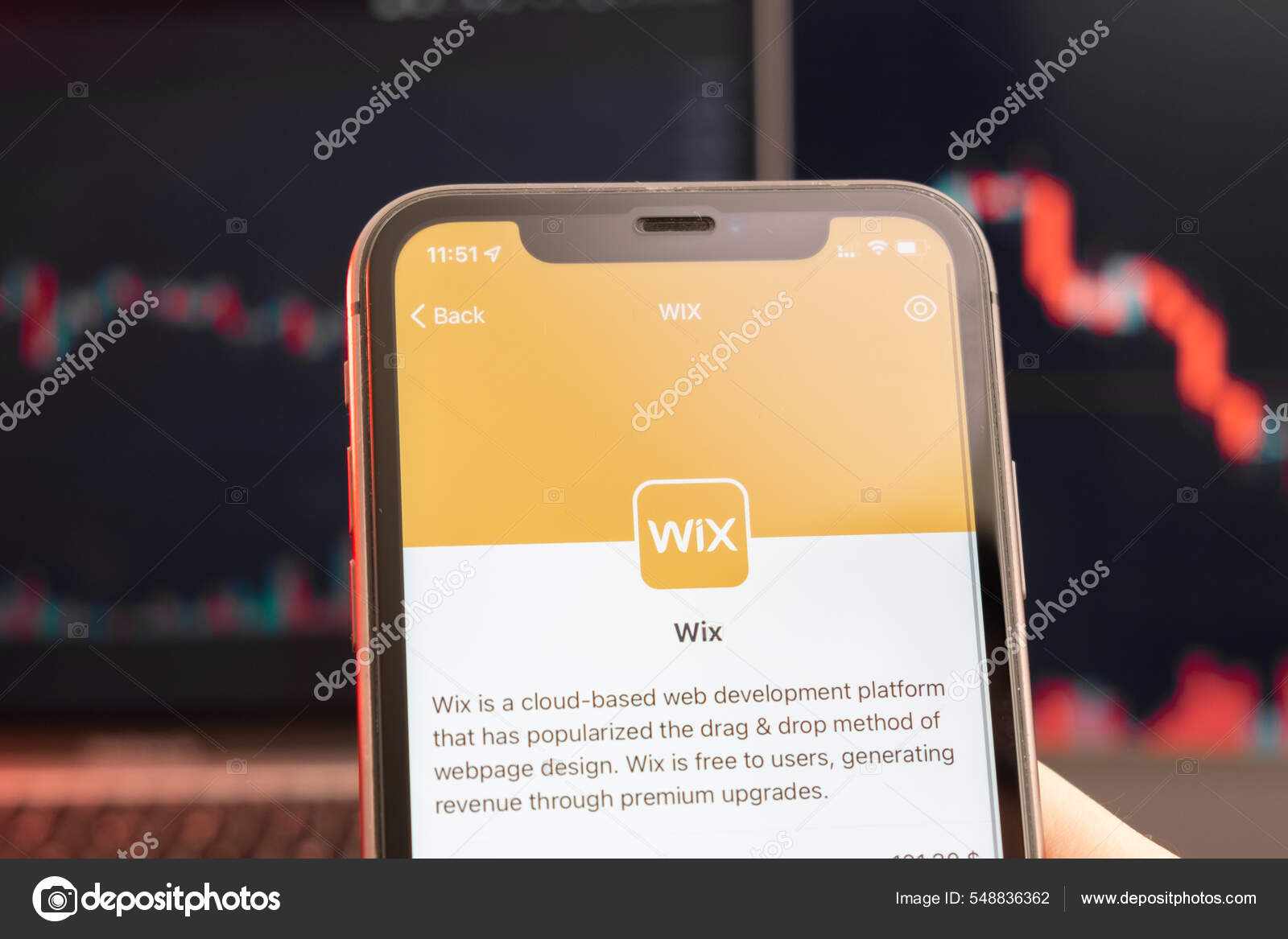 Wix stock price decrease on the trading market with downtrend line ...