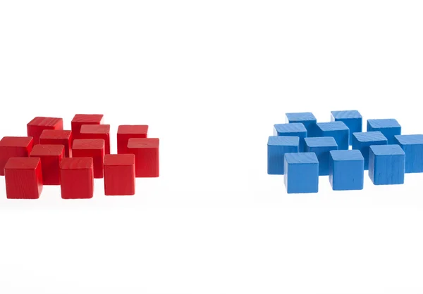 Wooden blocks concept: Building a bridge between two groups Stock Photo ...
