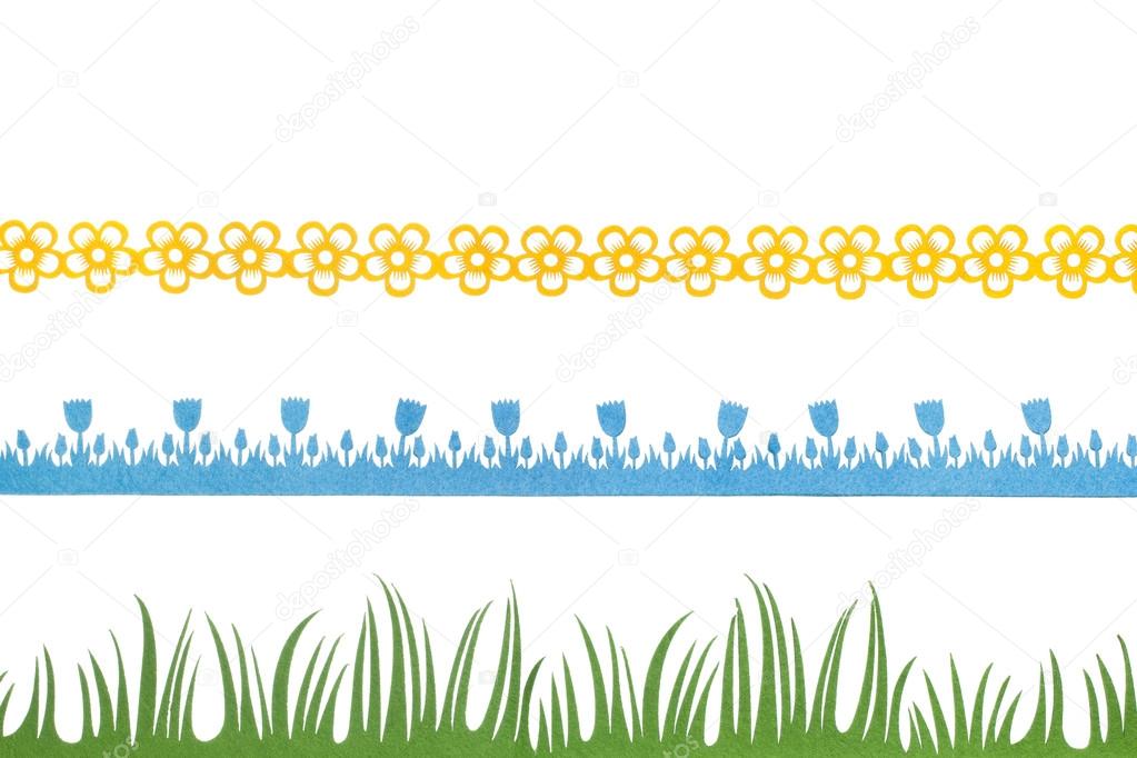 Spring - Felt borders, Flowers, blue Tulips and Grass — Stock Photo ...