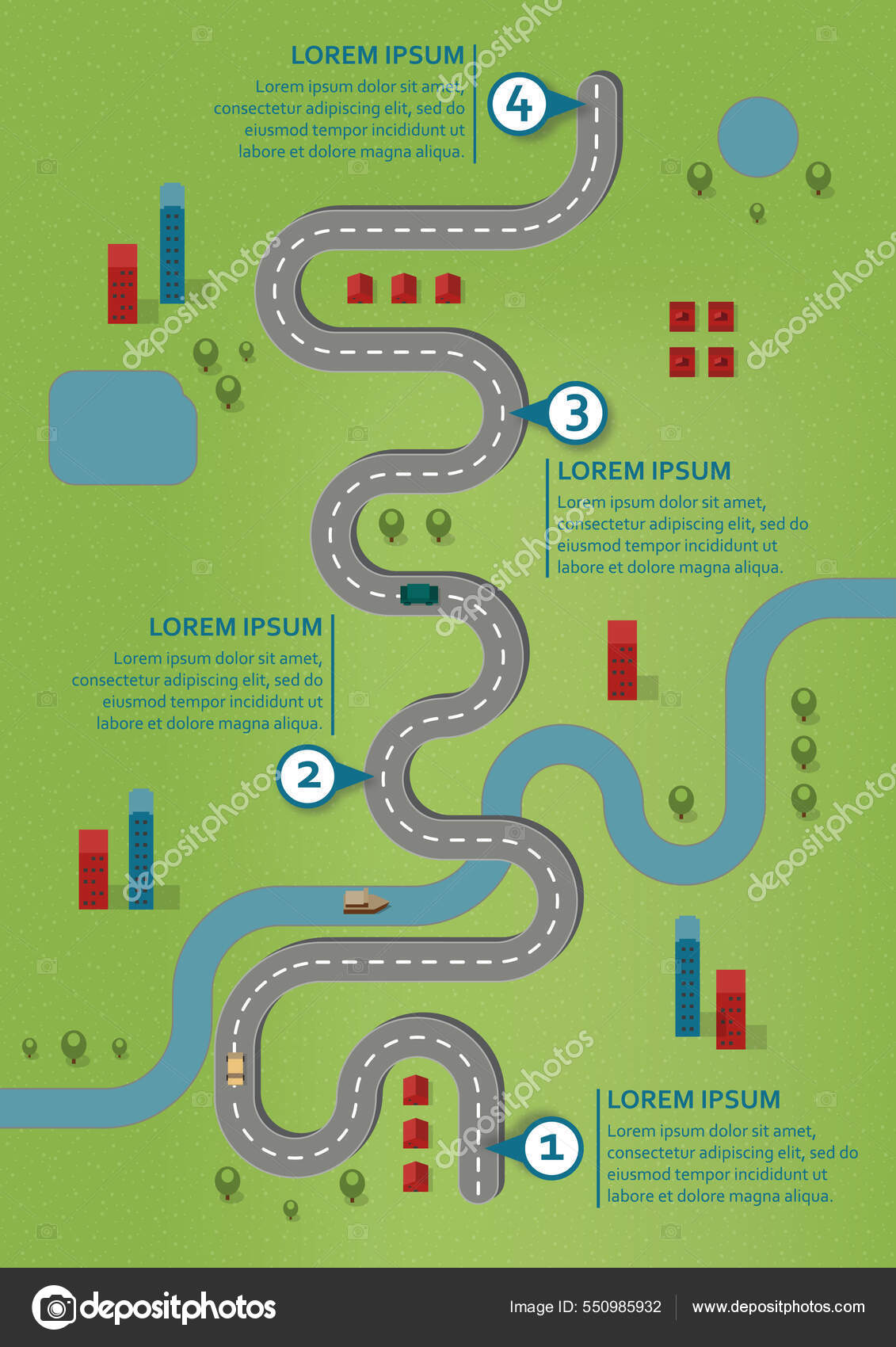 Business Workflow Roadmap Infographic Flat Lay Style Portrait Format ...