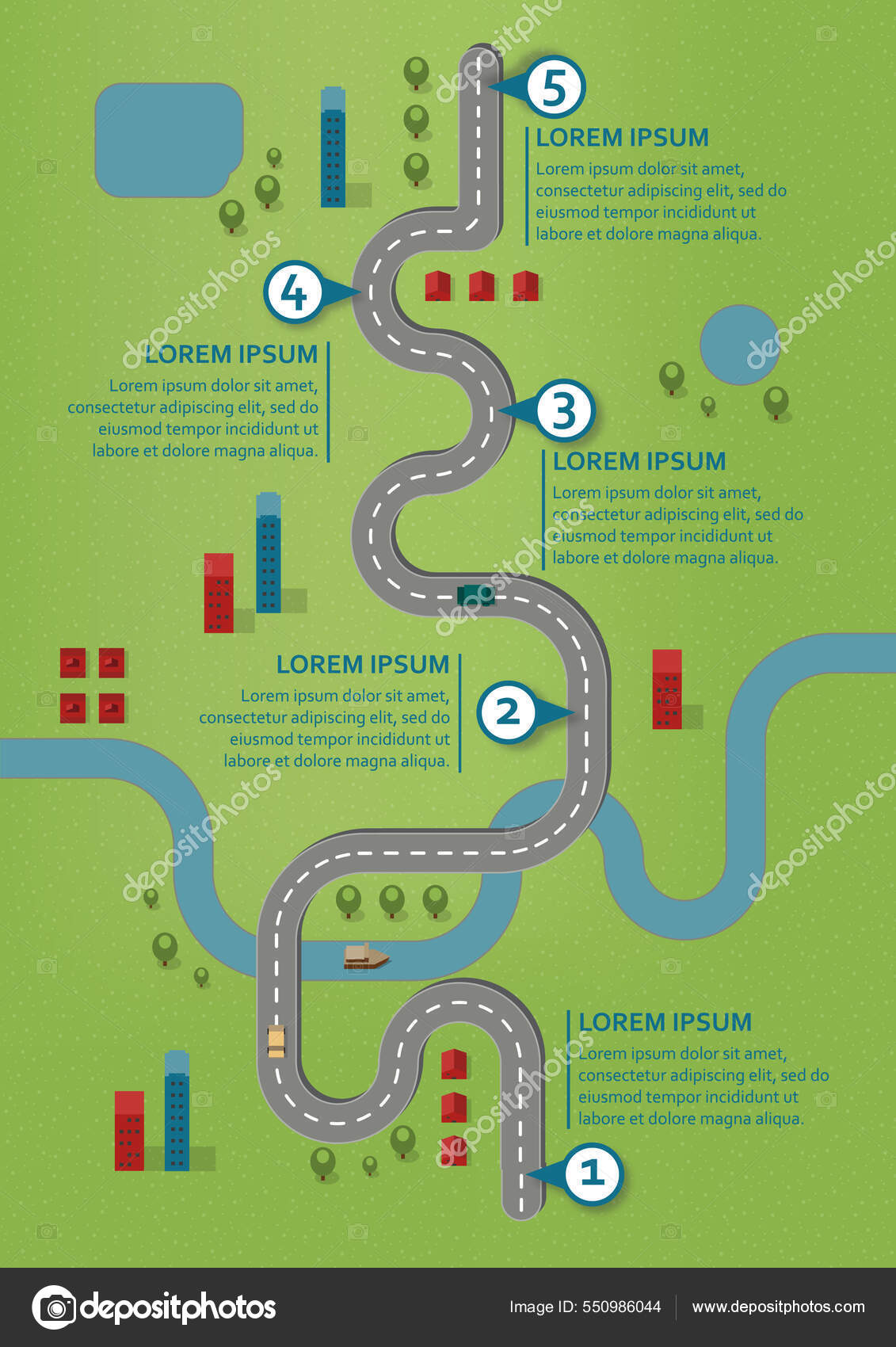 Business Workflow Roadmap Infographic Flat Lay Style Portrait Format ...