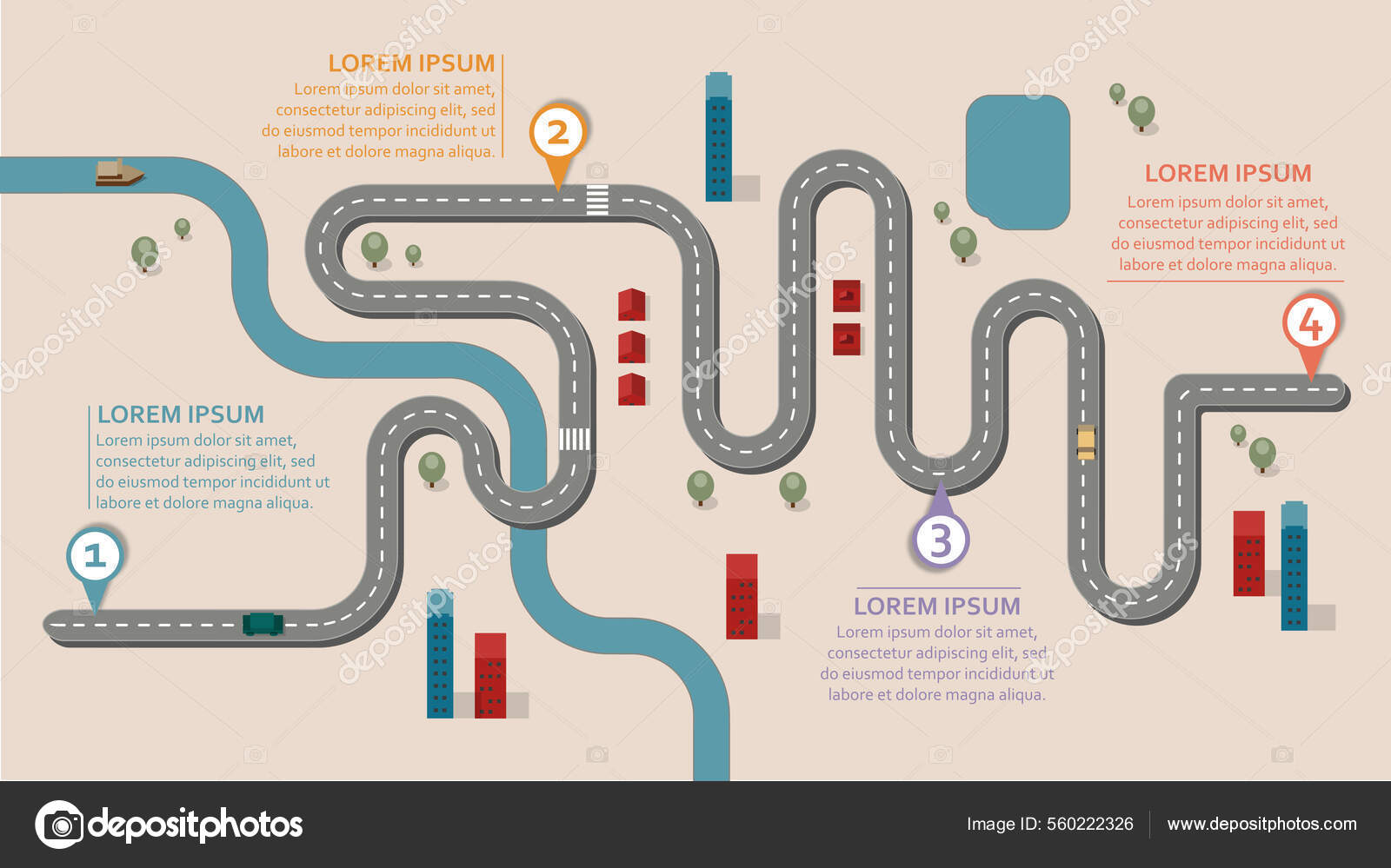 Hoja Ruta Flujo Trabajo Empresarial Estilo Infografía Plana Formato ...