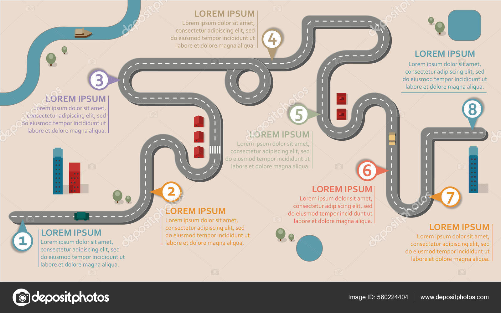 Business Workflow Roadmap Infographic Flat Lay Style Wide Format ...
