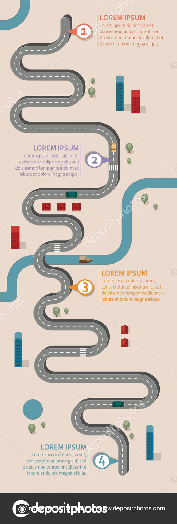 Pastel Coloured Business Workflow Roadmap Infographic Flat Lay Style ...
