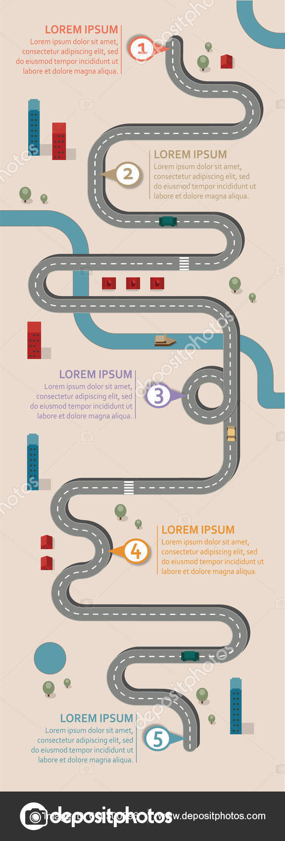 Pastel Coloured Business Workflow Roadmap Infographic Flat Lay Style ...