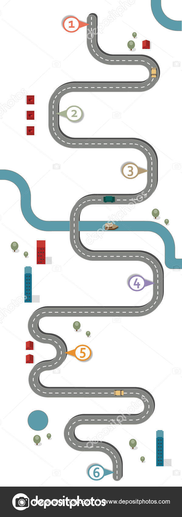 Business Workflow Roadmap Infographic Flat Lay Style Upright Long High ...