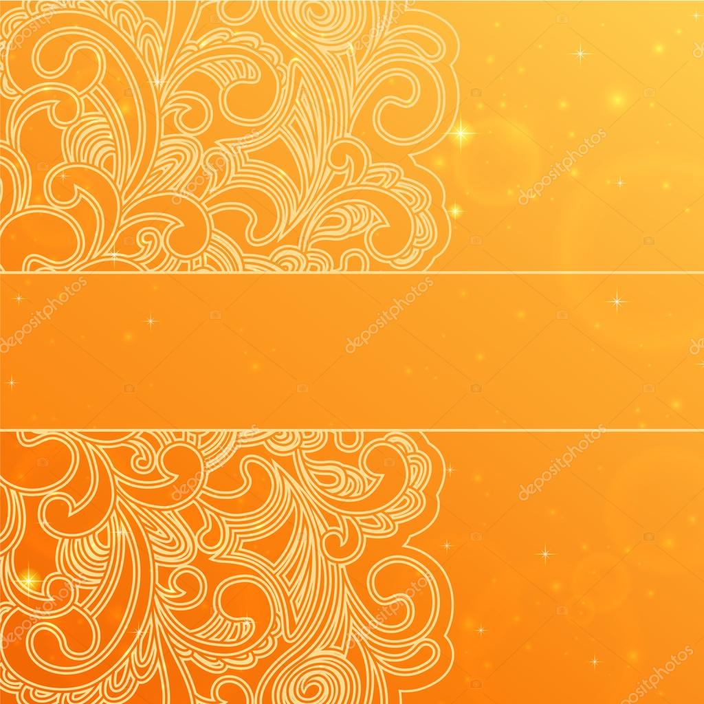 Abstract orange background with floral pattern ⬇ Vector Image by ...