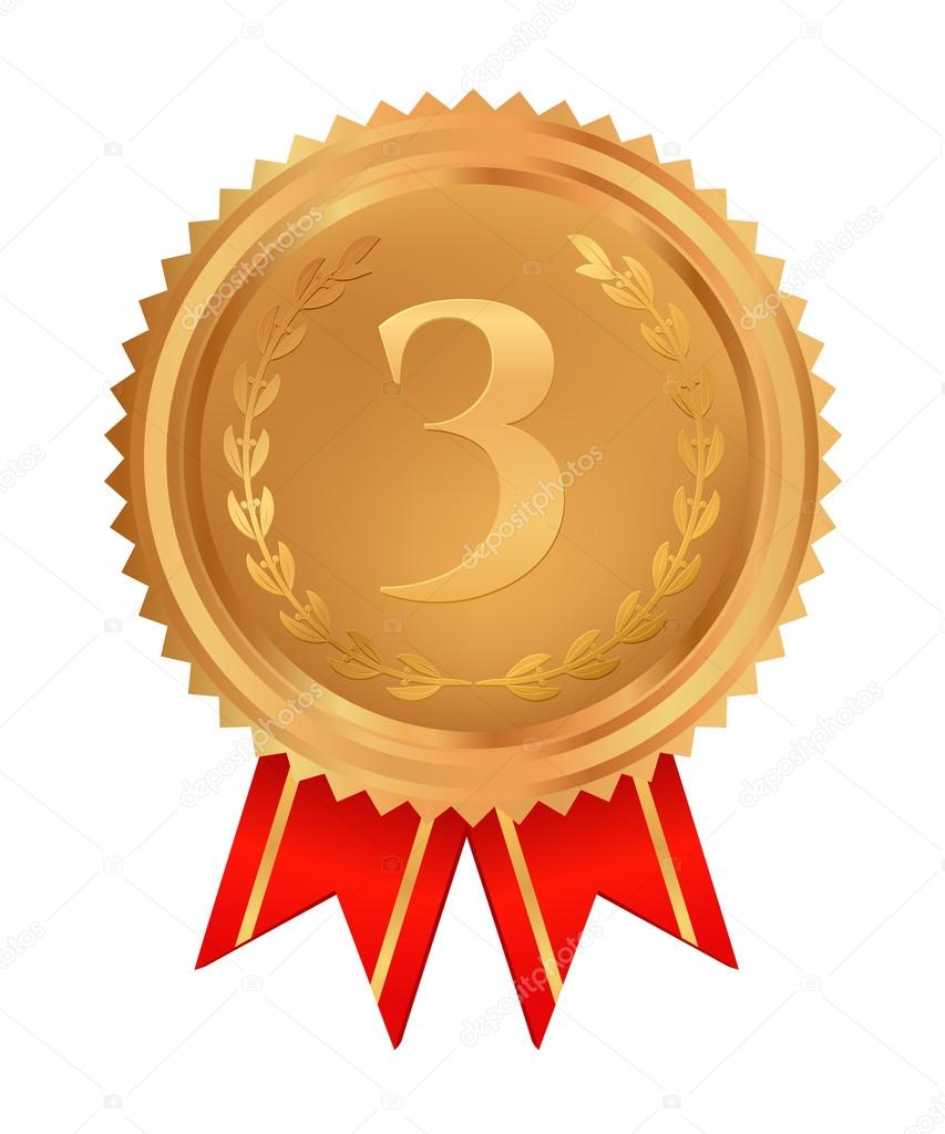 Medalha de bronze isolada (distintivo ou insígnia) de terceiro lugar ...