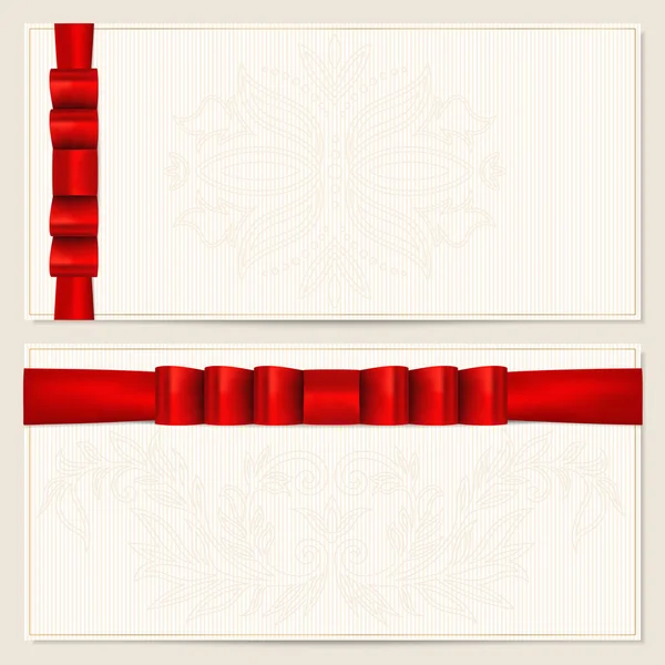 Voucher, Gift certificate, Coupon template with border, frame, bow ...