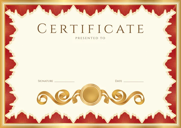 Horizontal blue certificate of completion (template) with guilloche ...