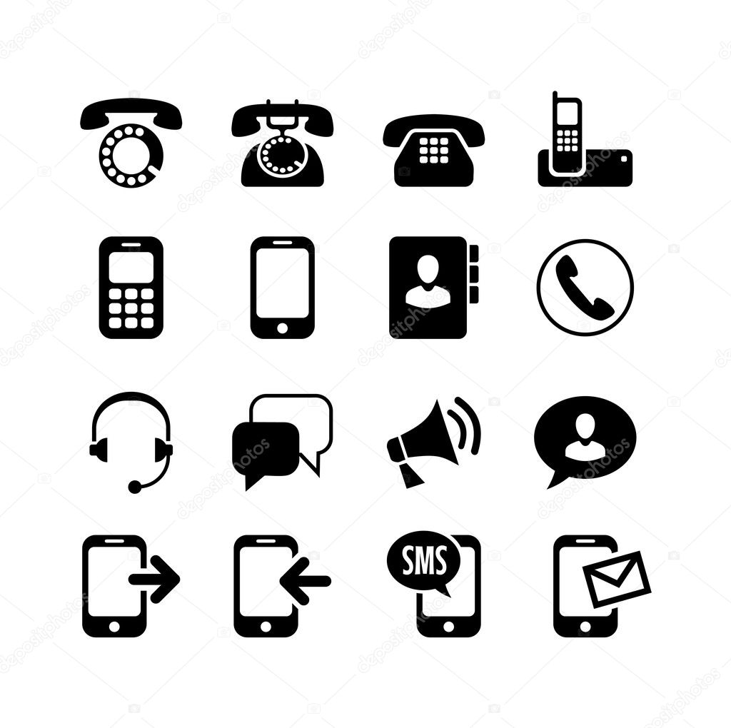 Set 16 icons. Тelephony Stock Vector by ©julynx 22818222