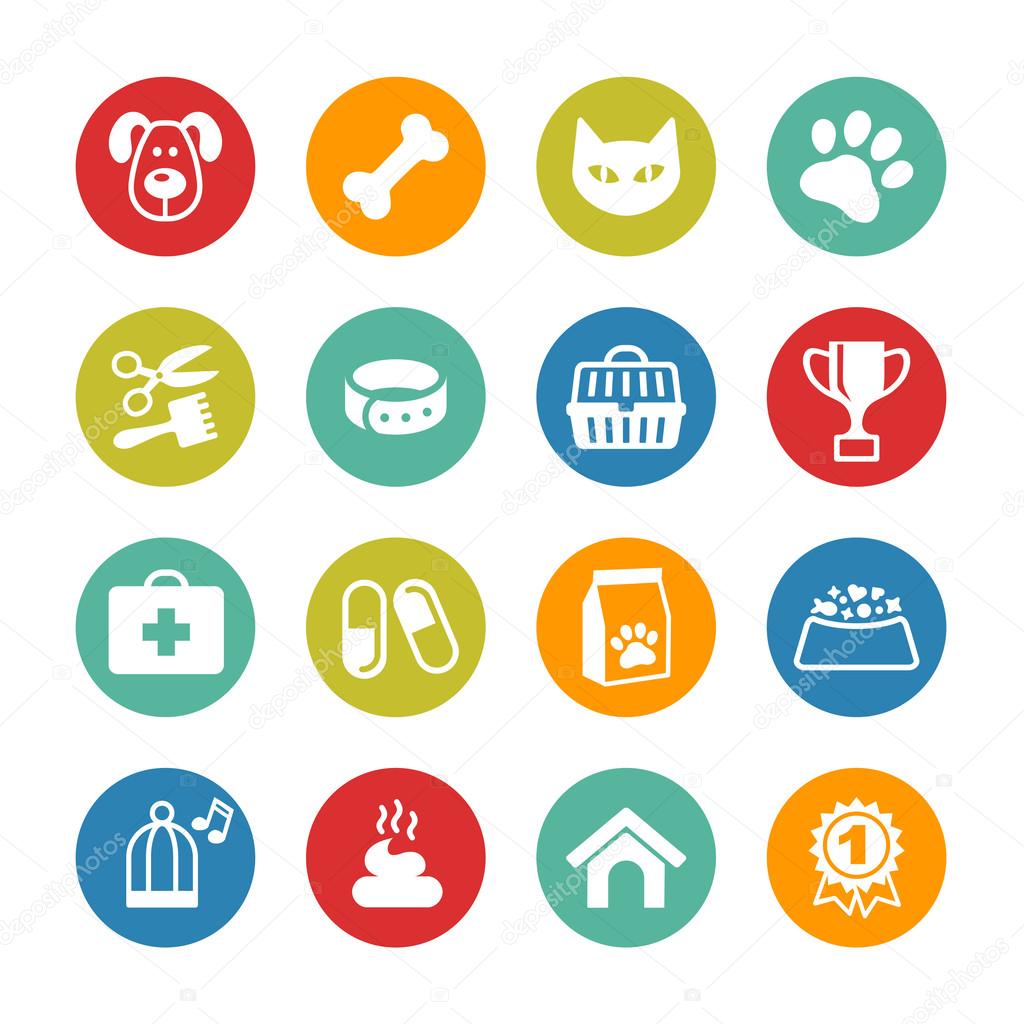 Pets icons set. Veterinary emblems, veterinary pharmacy — Stock Vector ...