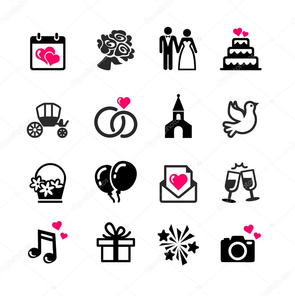 16 web icons set - Wedding, marriage, bridal — Stock Vector © julynx ...