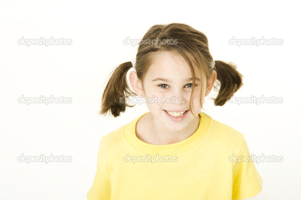 Cute girl with pigtails — Stock Photo © jbryson #21357557