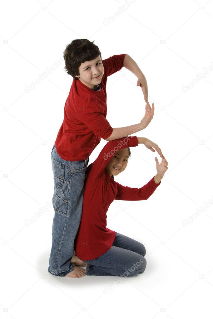 Multicultural children forming alphabet letter B — Stock Photo ...