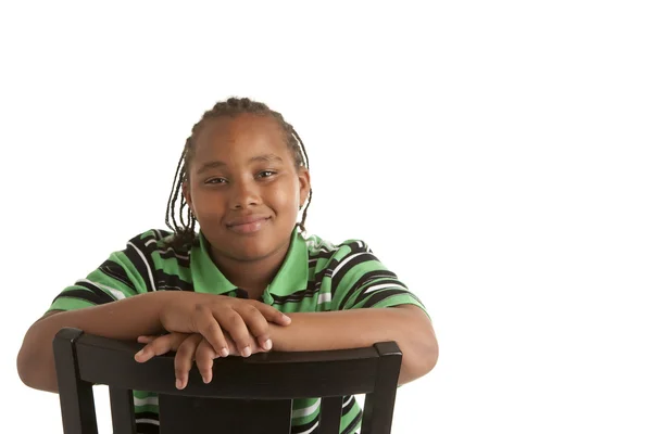 African american preteen showing signs "Rock and Roll" — Stock Photo ...