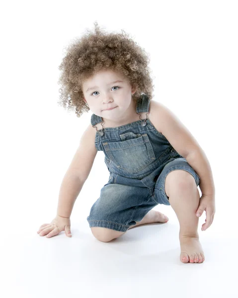 Closeup of mixed race toddler girl with a serious expression — Stock ...