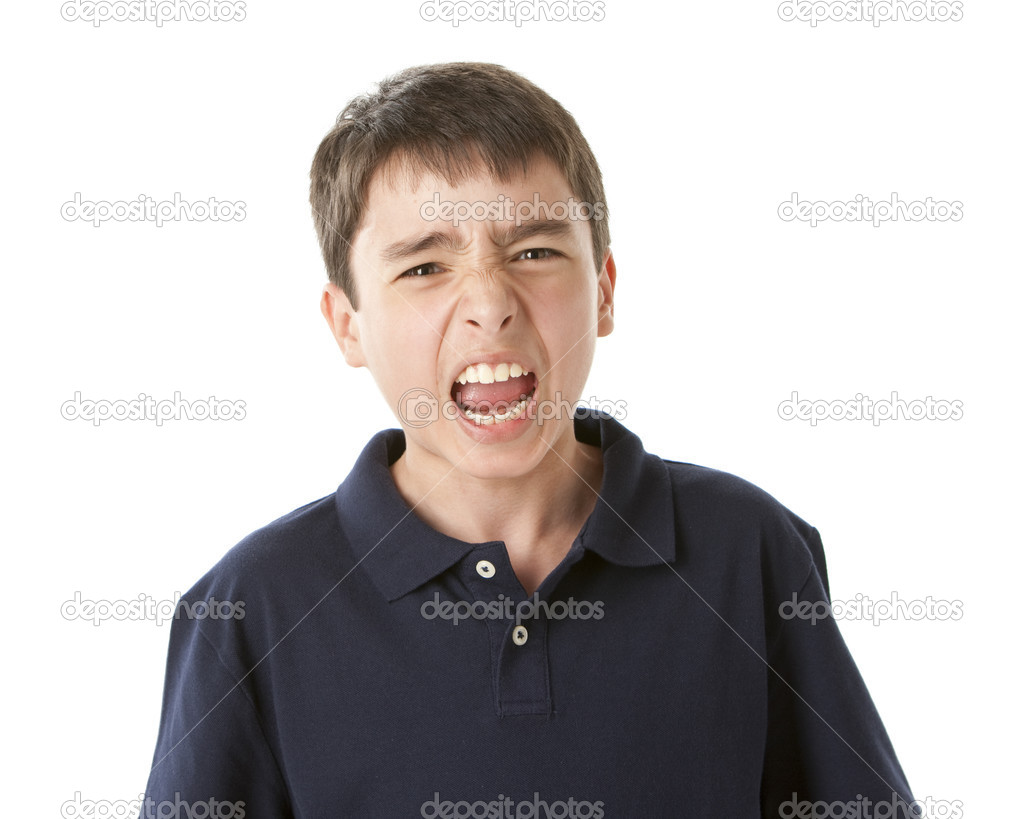 Cute boy screaming and showing an angry expression Stock Photo by ...