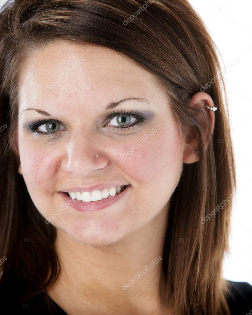 Closeup headshot of smiling young woman — Stock Photo © jbryson #21363849