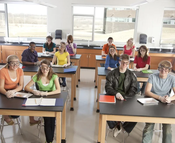 School Science. Caucasian high school student learning about chemistry ...
