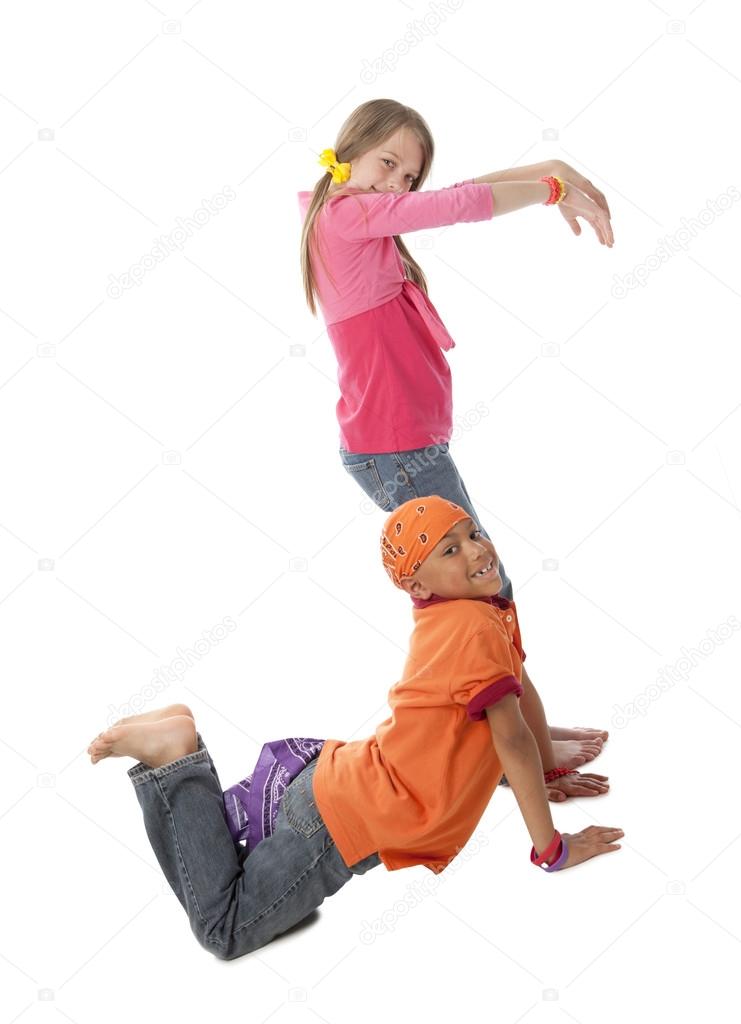 Human Alphabet. Diverse children work together to form letters. Letter ...