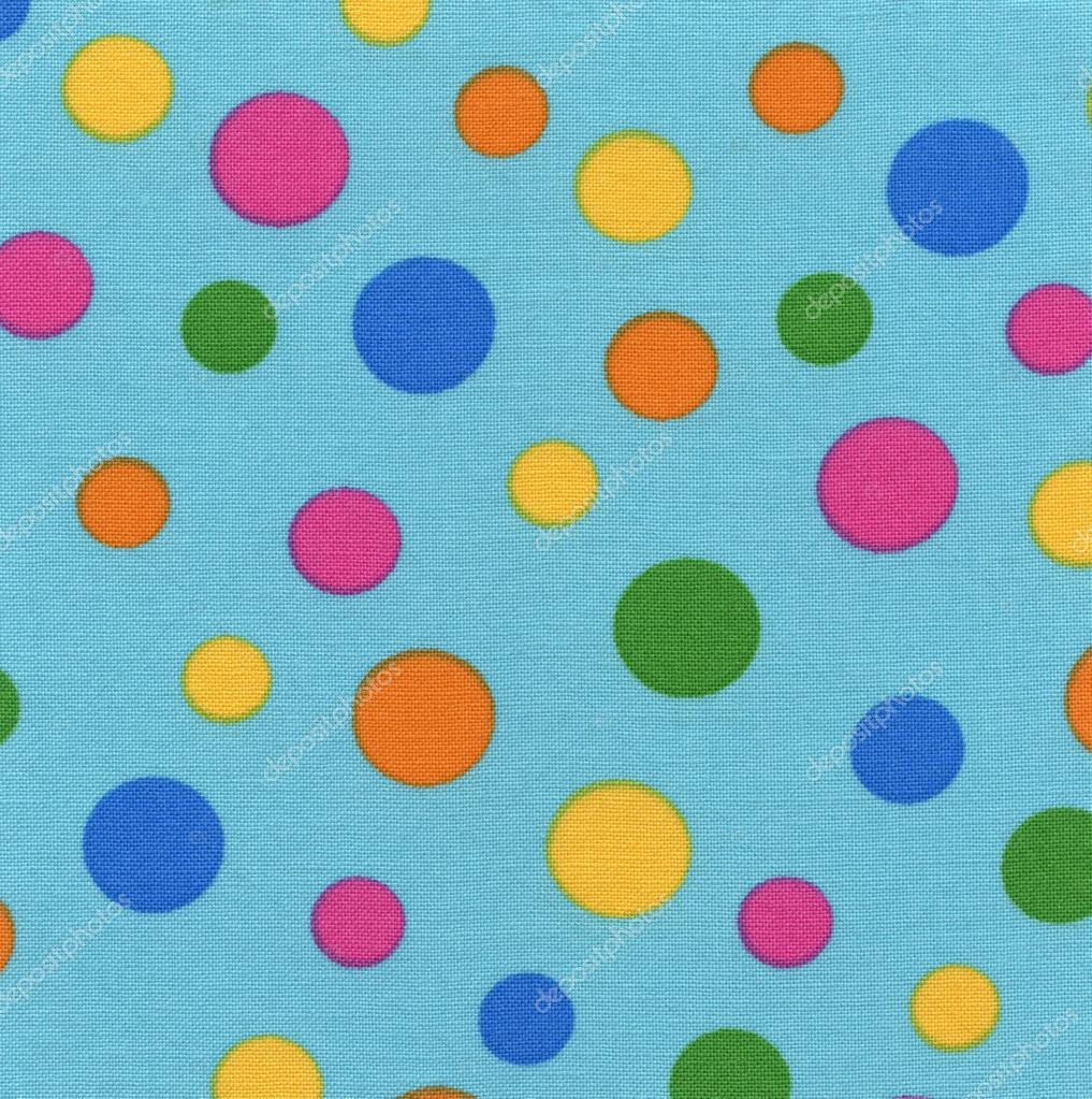 A high resolution blue fabric with multi-colored polka dots Stock Photo ...