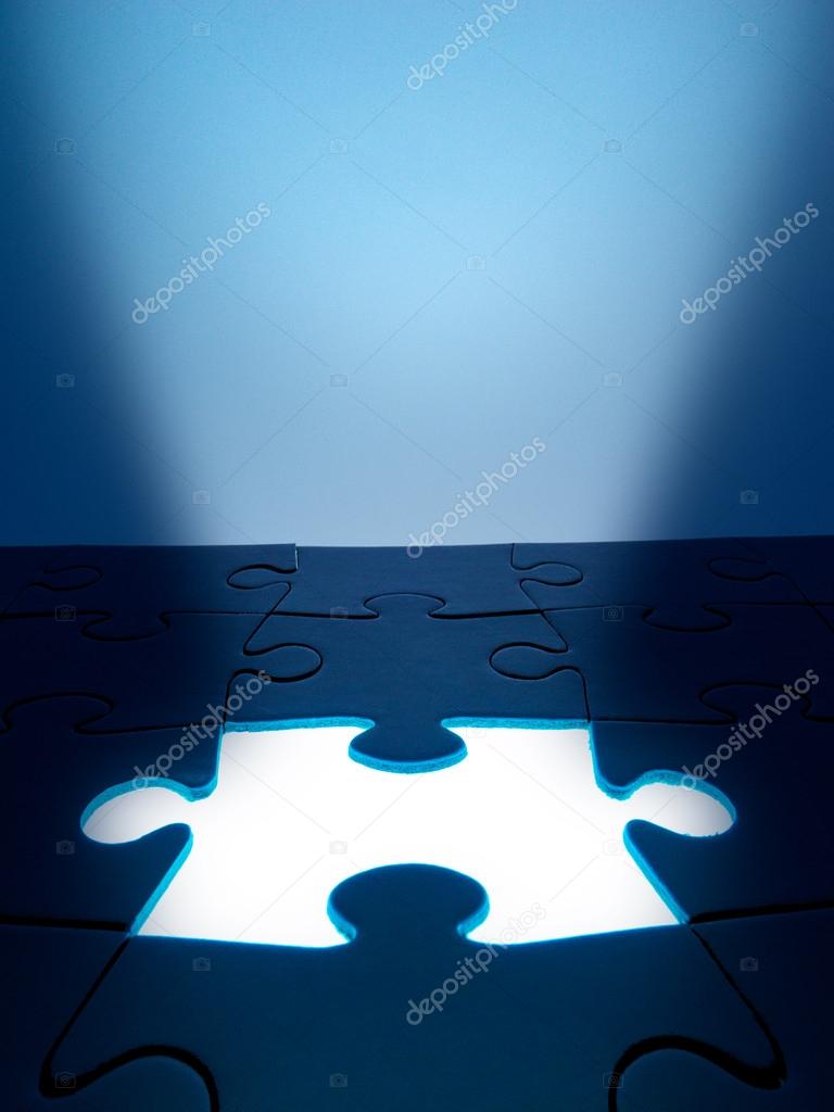 Light coming from the missing jigsaw puzzle: business. Human re Stock ...