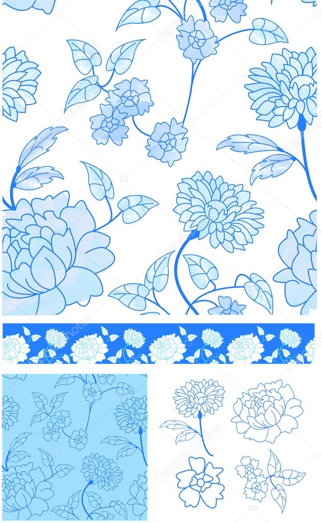 Floralpatternblue — Stock Vector © janeh15 #20457201