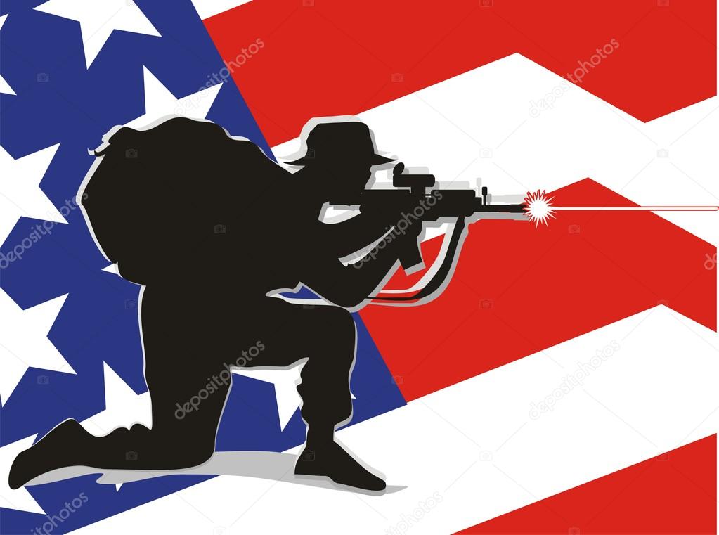 American soldier defending his country Stock Vector Image by ...