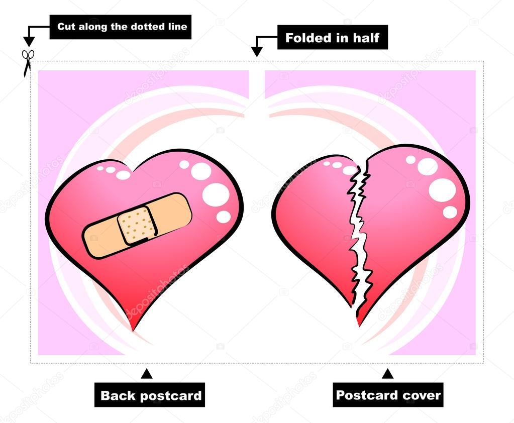 Broken heart - card — Stock Vector © PhotoEstelar #33019225