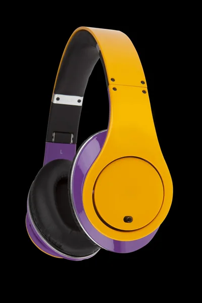 Yellow headphones on white background — Stock Photo © lateci #19078181