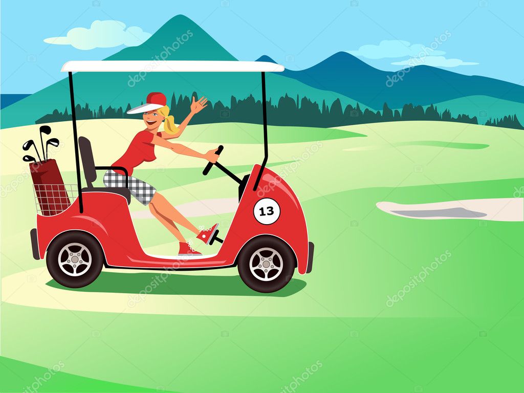 Woman driving a golf cart Stock Vector Image by ©Aleutie #42727935