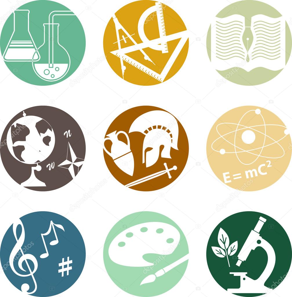 School subjects icons — Stock Vector © Aleutie #48324583