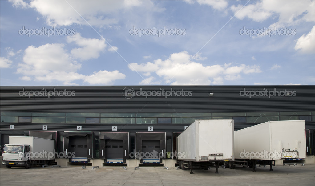 Loading bay with numbers for loading and unloading trucks — Stock Photo ...