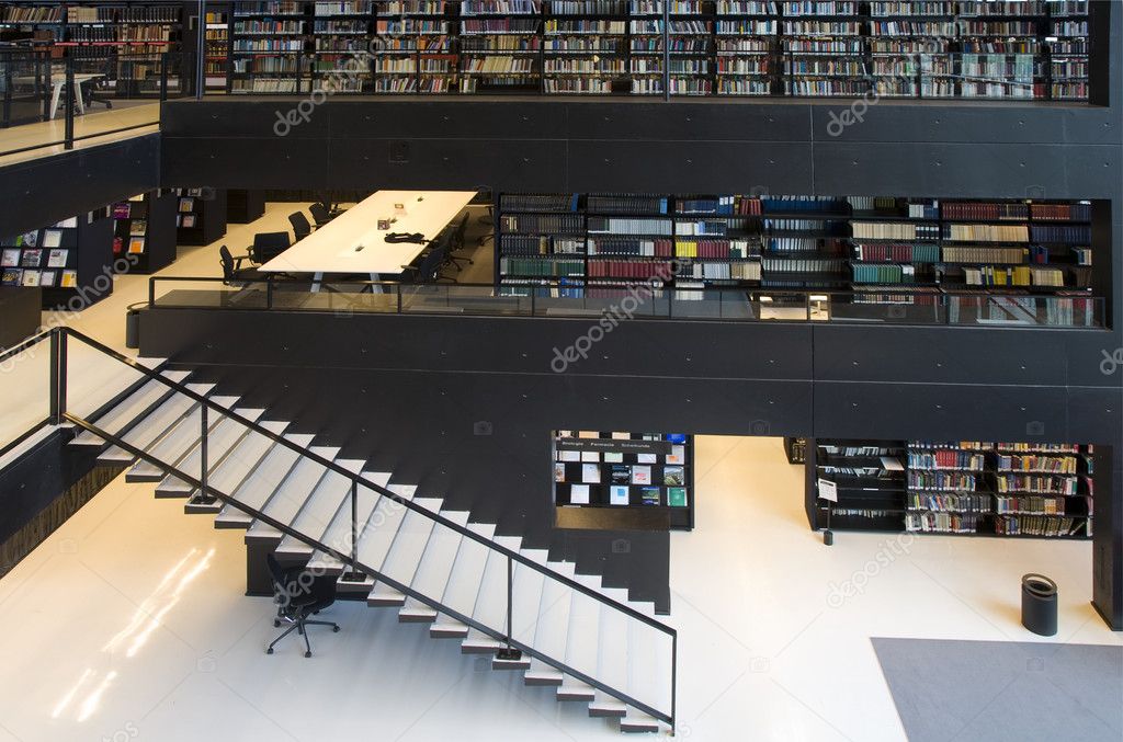 Modern interior of the Utrecht University library Stock Photo by ...