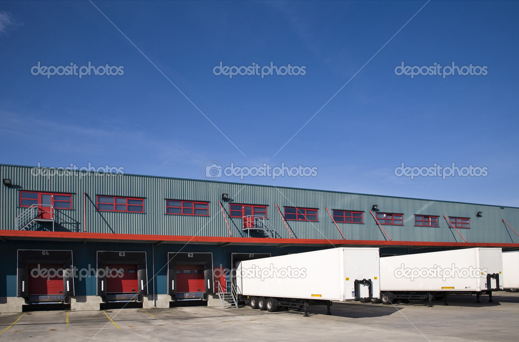 Loading bay with numbers for loading and unloading trucks — Stock Photo ...