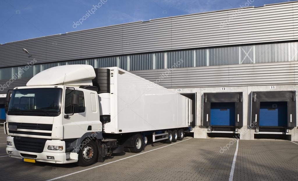 Loading bay with numbers for loading and unloading trucks — Stock Photo ...