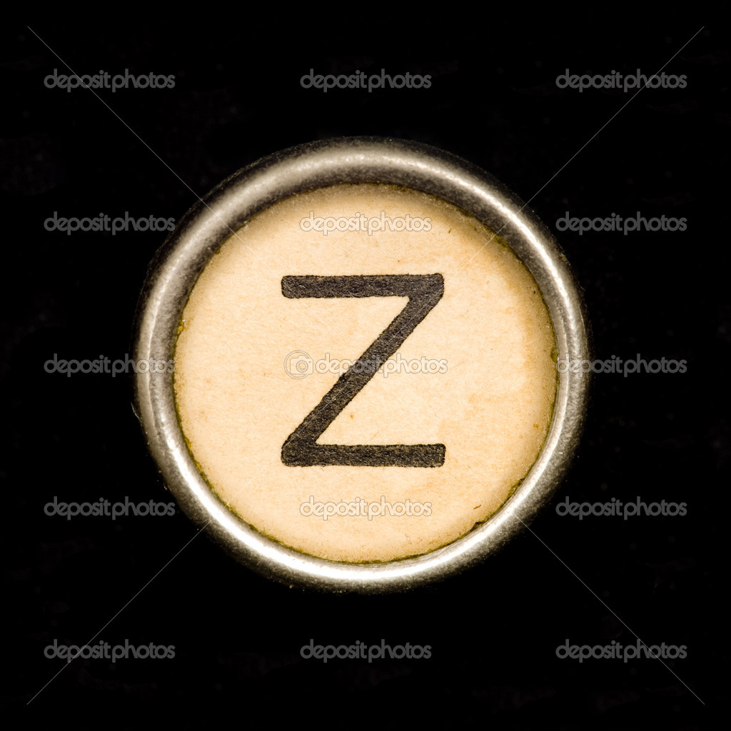 The Z button on a complete alphabet of an antique typewriter — Stock ...