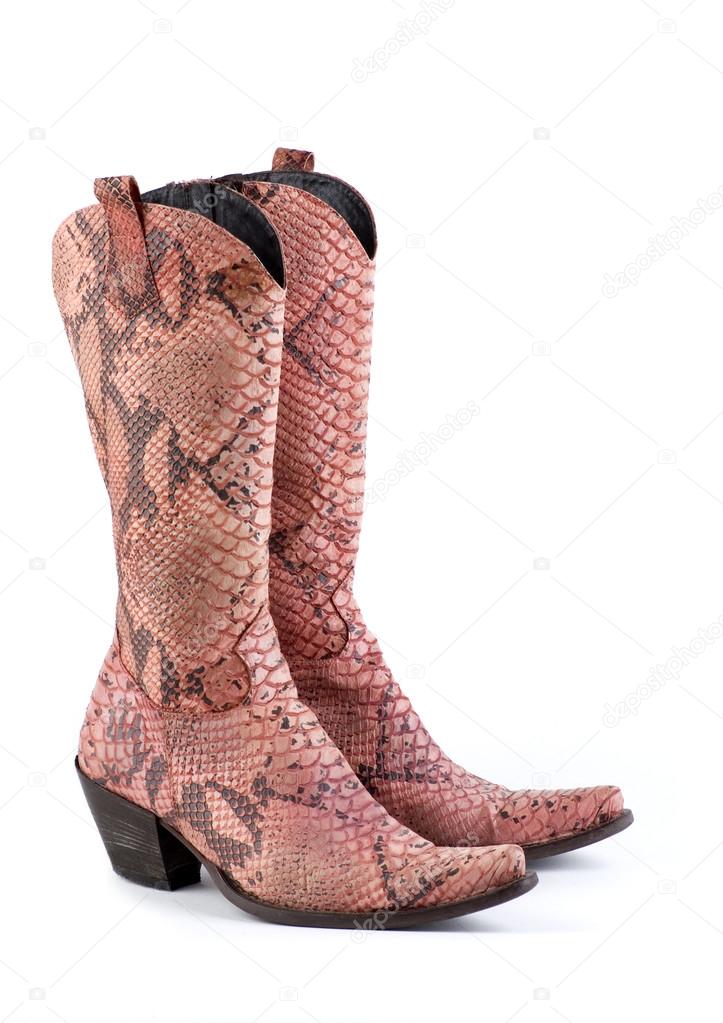 Pink Snake Leather Cowboy Boots Stock Photo by ©Silberkorn 27281705