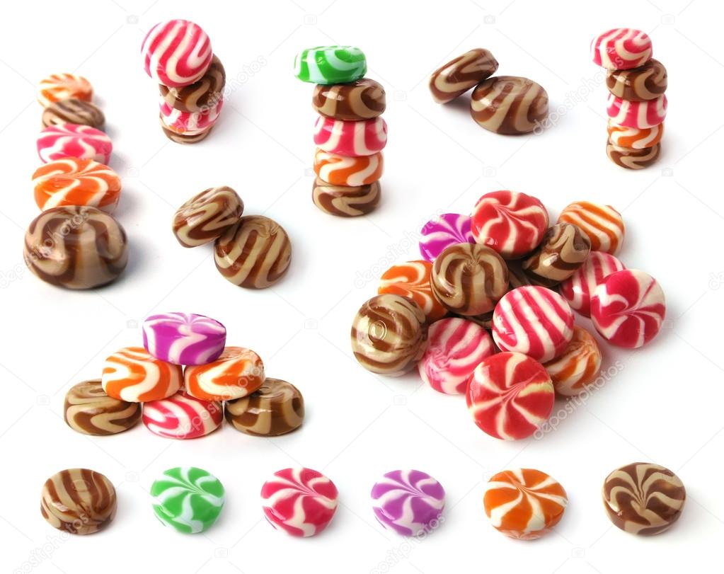 Set of colorfull sweets isolated on white background — Stock Photo ...