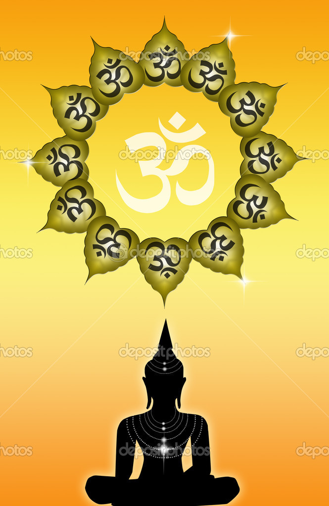 Buddha with Om symbol — Stock Photo © sognolucido #24016893