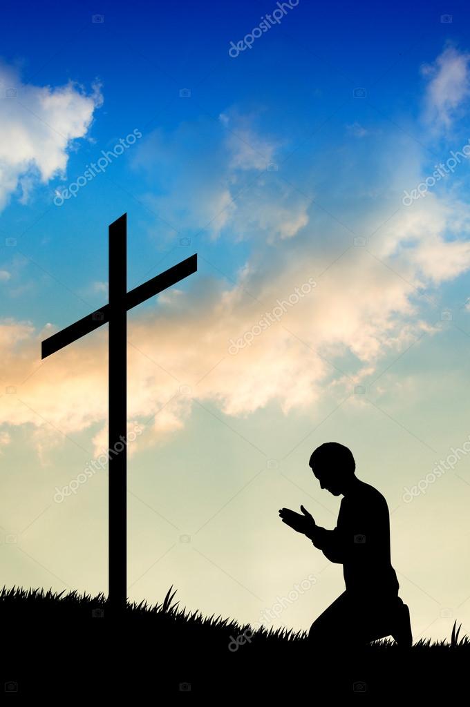 Man Praying Under The Cross — Stock Photo © sognolucido #41209243 Man Praying Under The Cross — Stock Photo © sognolucido #41209243