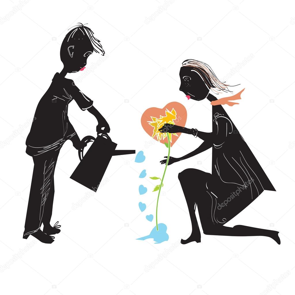 Couple watering a flower Stock Vector Image by ©vectorass #40354587 Couple watering a flower Stock Vector Image by ©vectorass #40354587