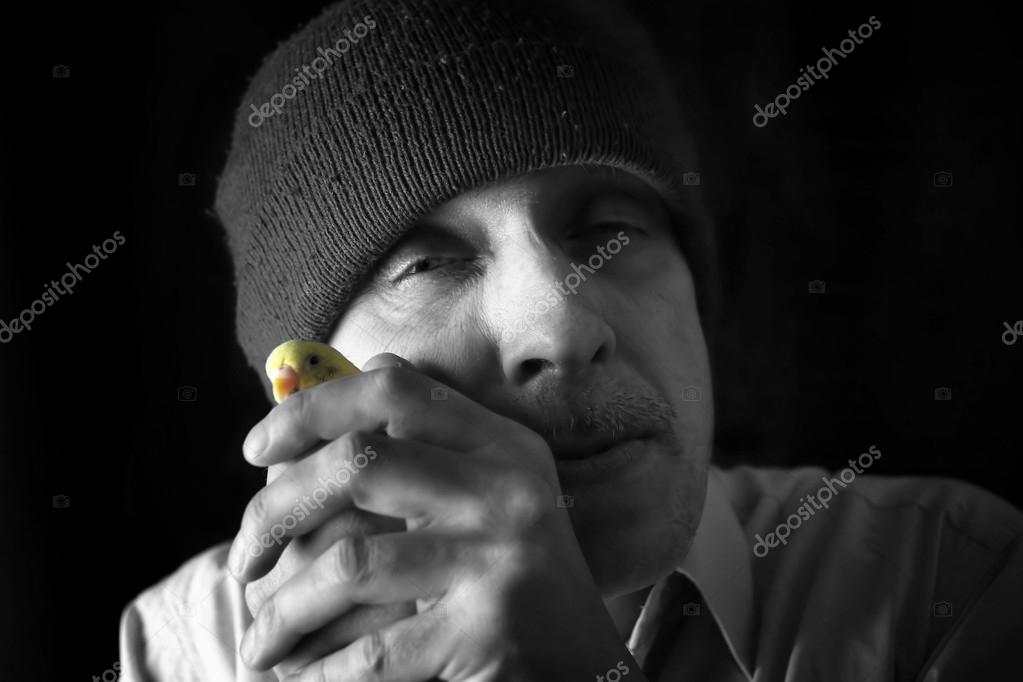 Lunatic with a budgie Stock Photo by ©vectorass 45505121