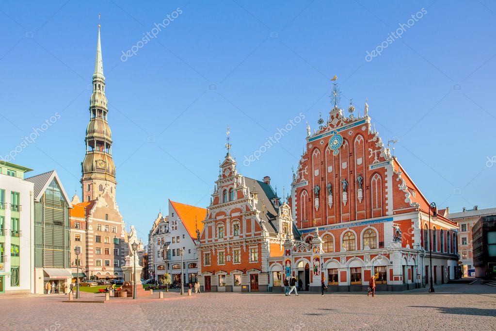 Piazza del Municipio a Riga, la capitale della Lettonia - Foto Stock ...