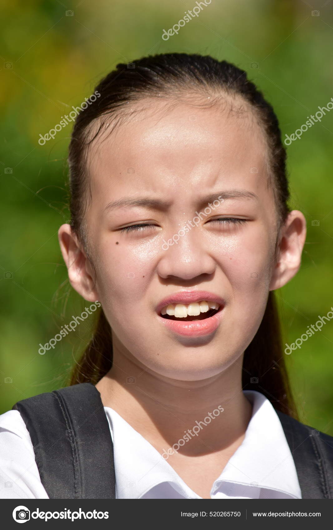 Beautiful Minority Female Student Eyes Closed — Stock Photo © dtiberio ...