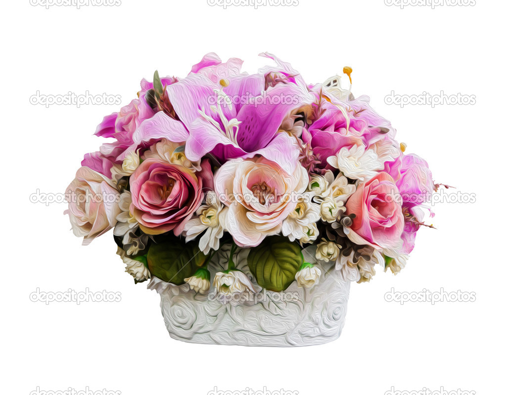 Vintage flower with clipping path. Oil paint style. Stock Photo by ...
