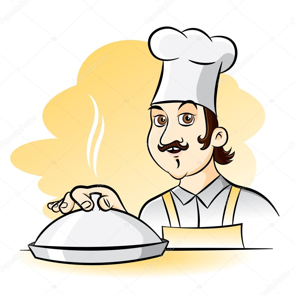 Cheerful Chef Cook, vector cartoon illustration — Stock Vector © ray_of ...