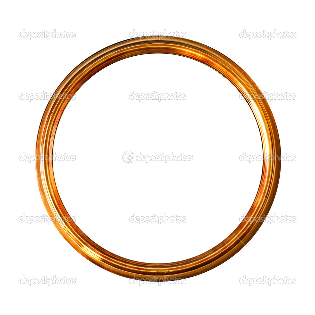 Round golden old picture frame, isolated on white Stock Photo by ...